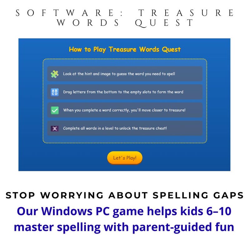 Treasure Words Quest - Fun Spelling Game for Kids 6-10, Digital ...