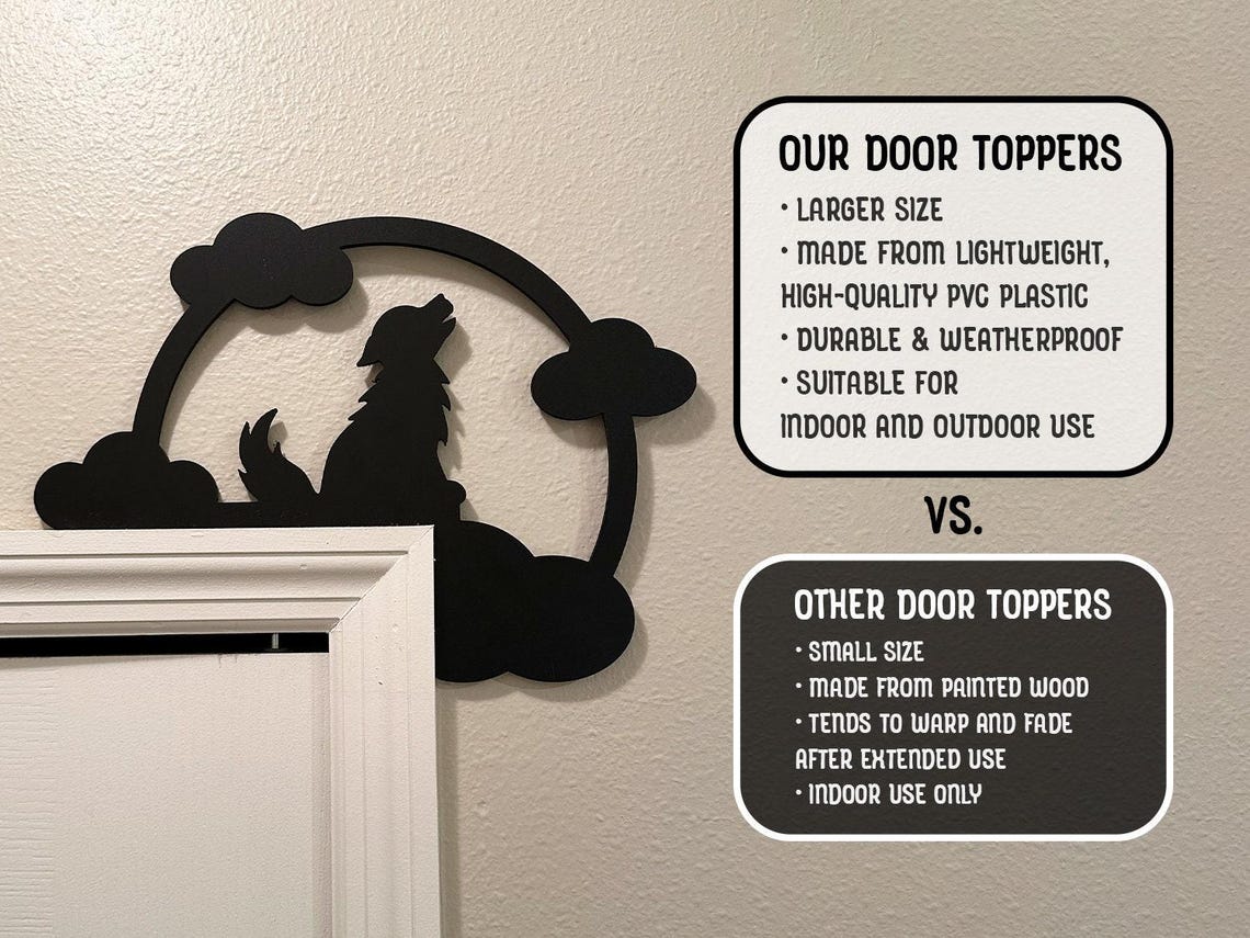 Howling Wolf Door Frame Topper | Full Moon Art | Halloween Decor | Door ...