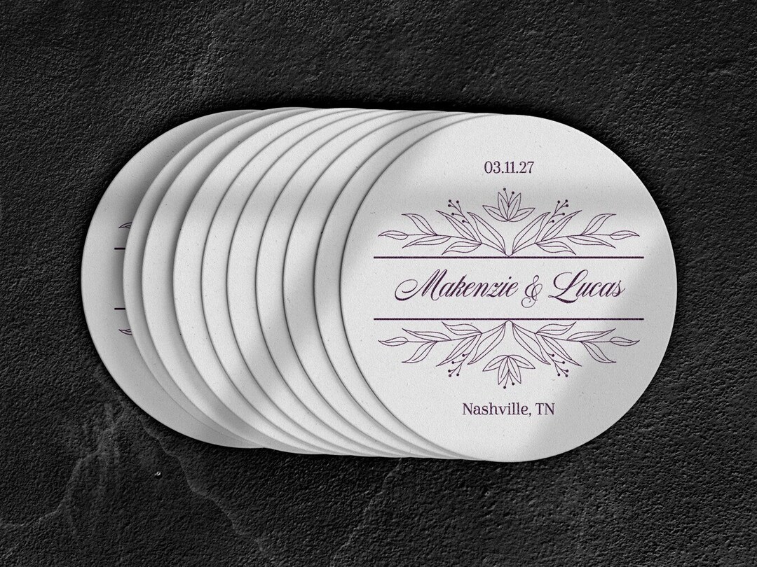 Personalized Wedding Coasters Custom Names & Floral Wedding Favors in ...