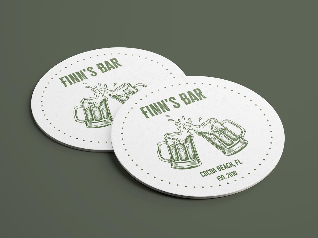 Custom Sketched Bar Coasters | Home Decor | Custom Text | Custom Drink ...