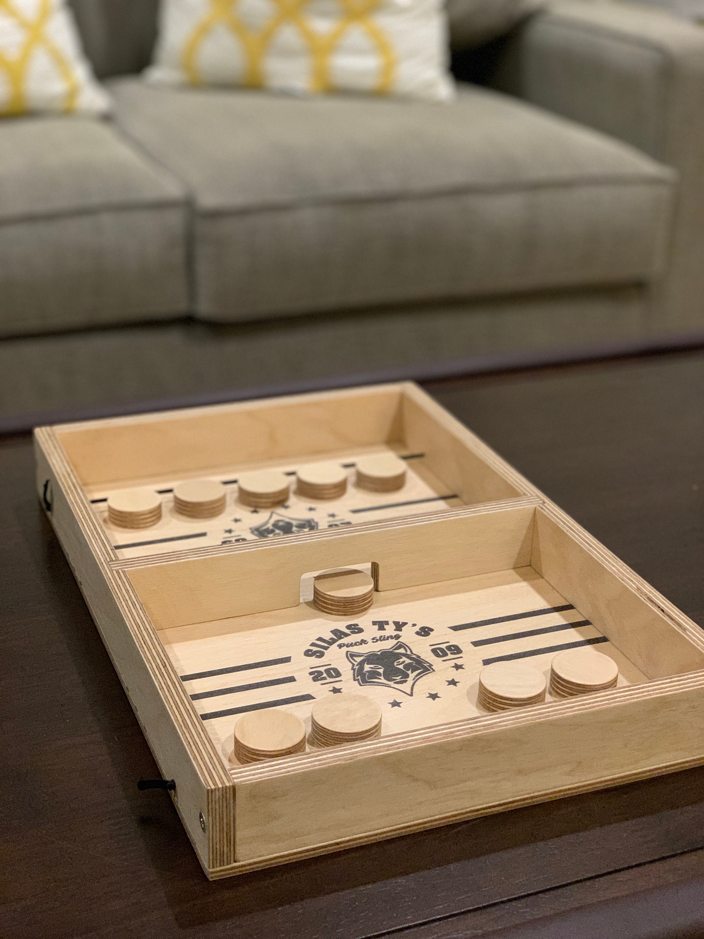 Handmade Personalized Puck Sling Shot Game Sling Puck Game | Etsy