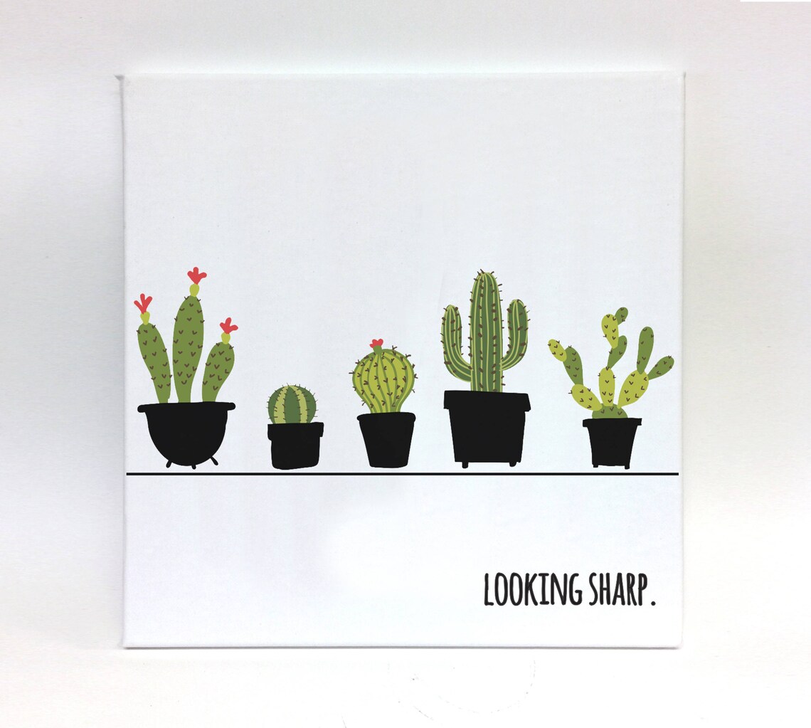Looking Sharp Cactus Canvas Print, Funny Wall Art Print for Home ...