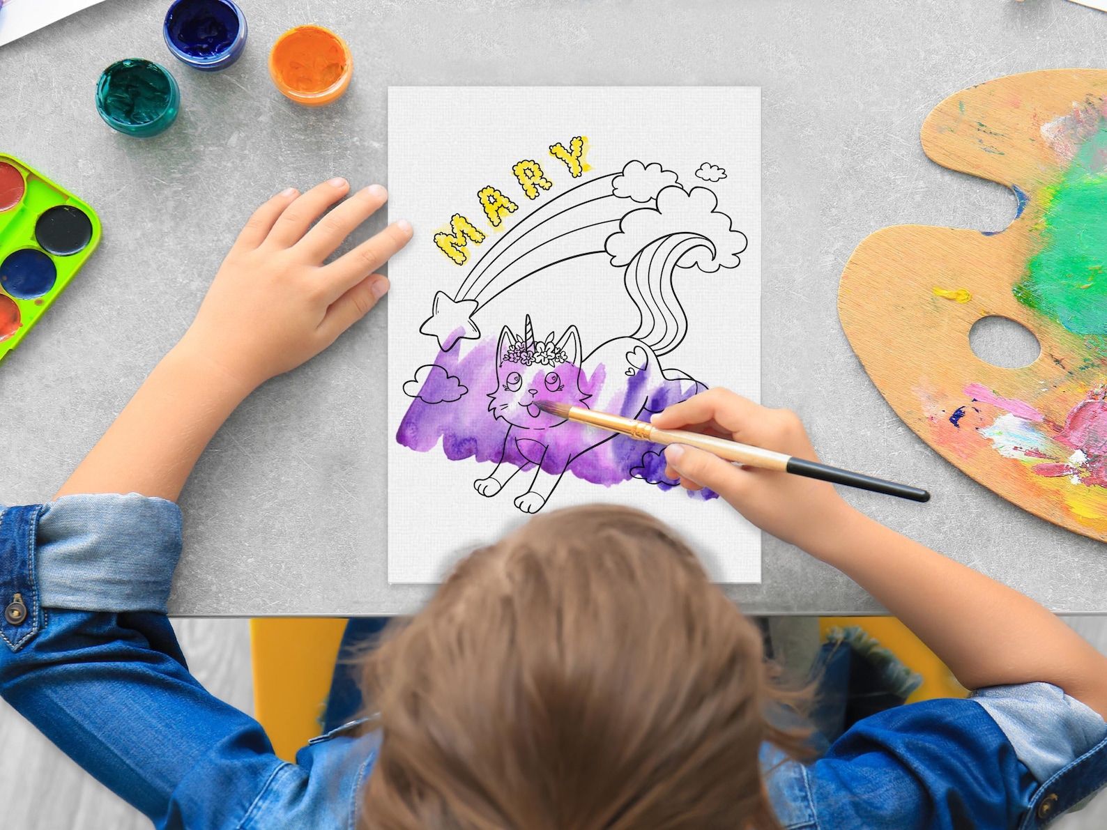 Personalized Caticorn Paint Your Own Canvas | 8x10 Canvas | Custom Name ...