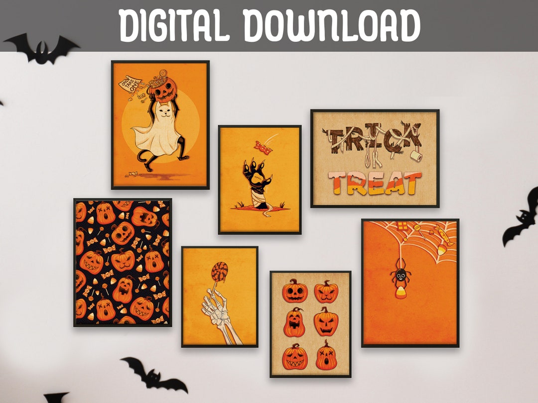 Throwback Halloween Digital Download Bundle | Set of 7 Original Art ...