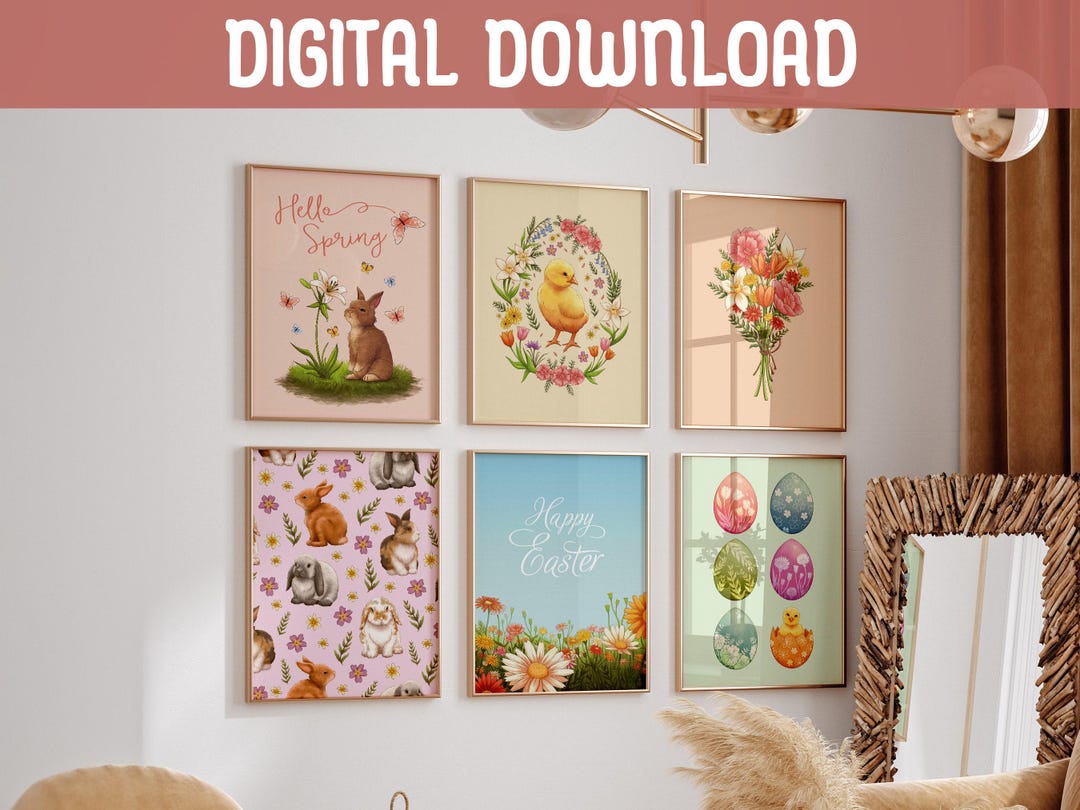 Springtime Easter Digital Prints | Set of 6 | Gallery Wall Set ...