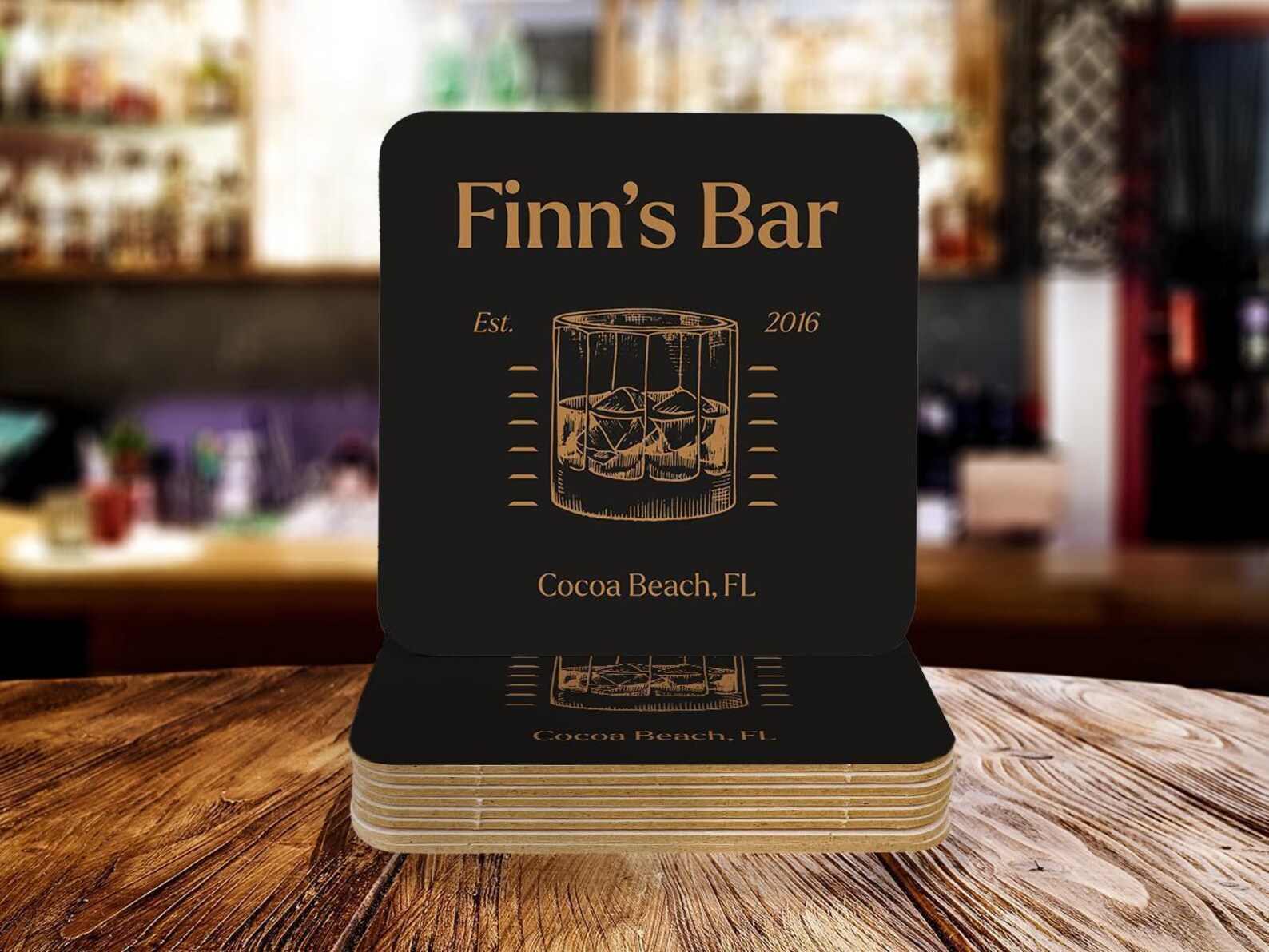 Personalized Whiskey Bar Coasters | Customized Text | Drink Coasters ...