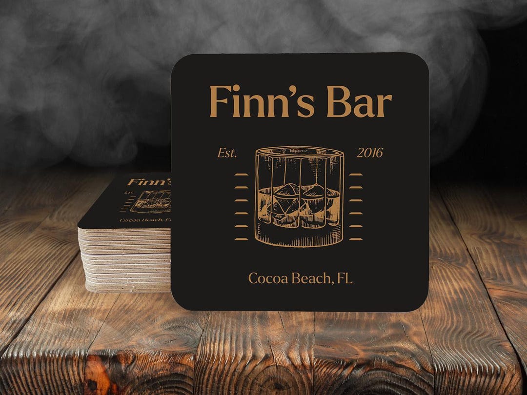Personalized Whiskey Bar Coasters | Customized Text | Drink Coasters ...