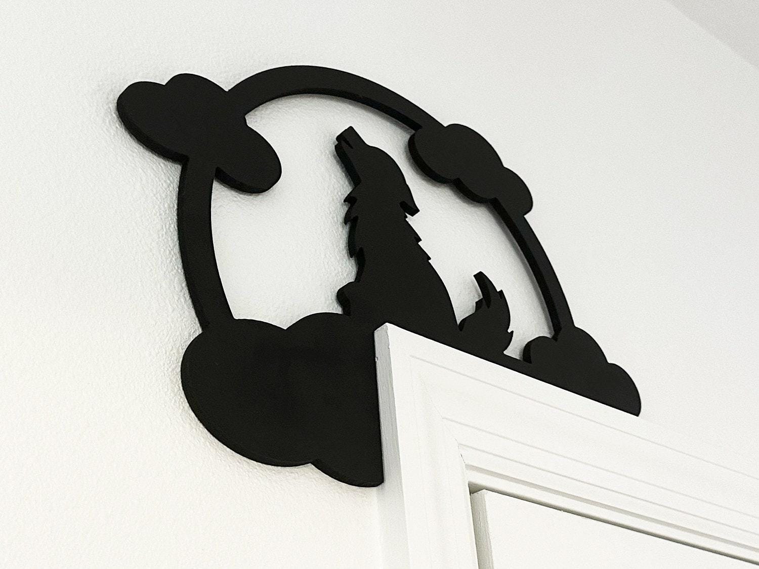 Howling Wolf Door Frame Topper | Full Moon Art | Halloween Decor | Door ...