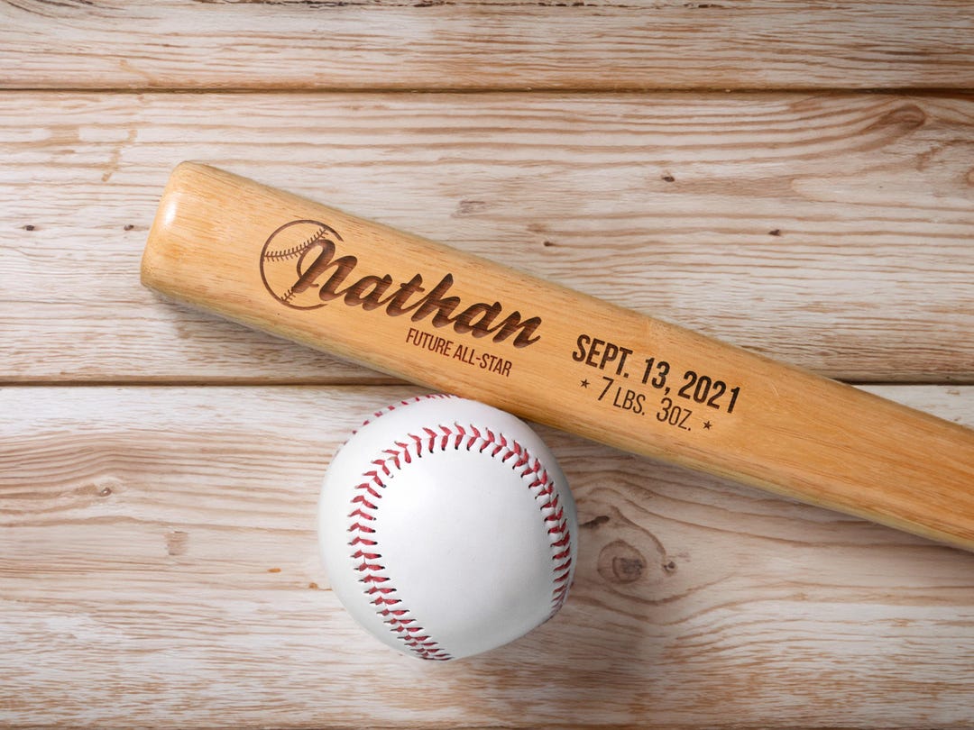Customizable Baby Name & Info Mini Bat | Engraved Wooden Bat | Baby ...