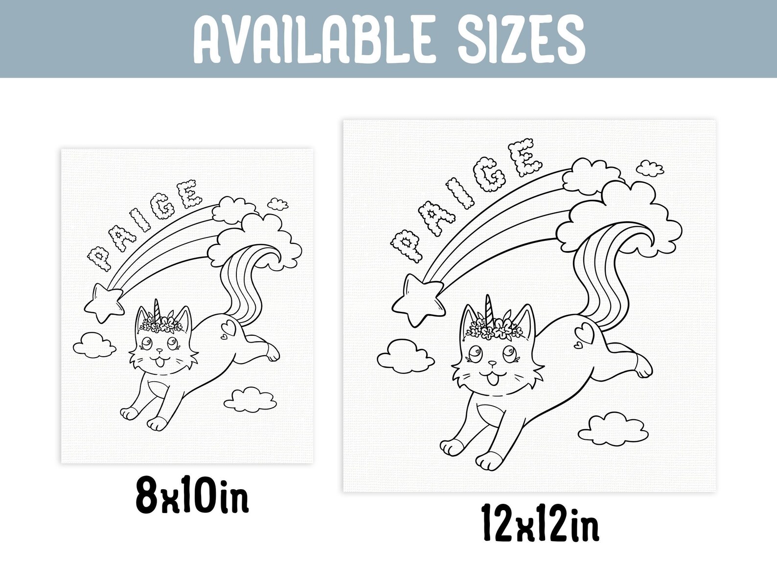 Personalized Caticorn Paint Your Own Canvas | 8x10 Canvas | Custom Name ...