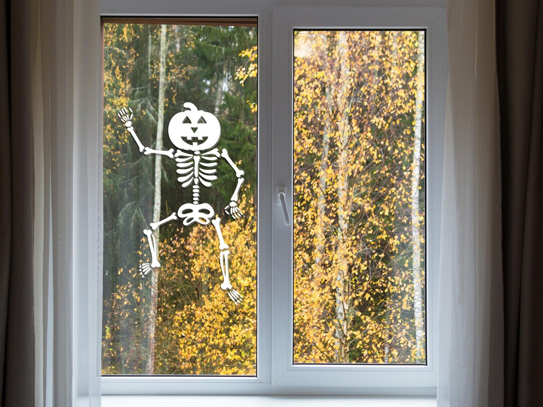 Dancing Skeleton Window Sticker | Vinyl Decal | Spooky Season Decor ...