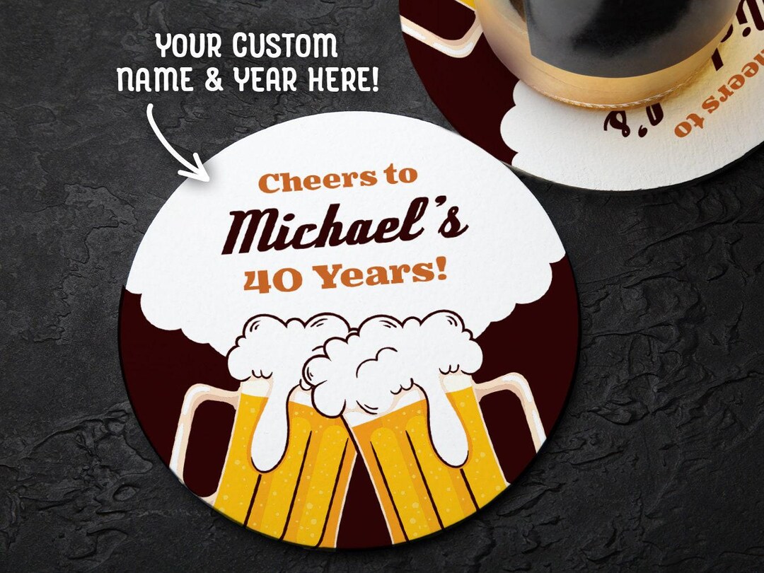 Cheers to Years Birthday Coasters | Custom Coasters | Personalized ...