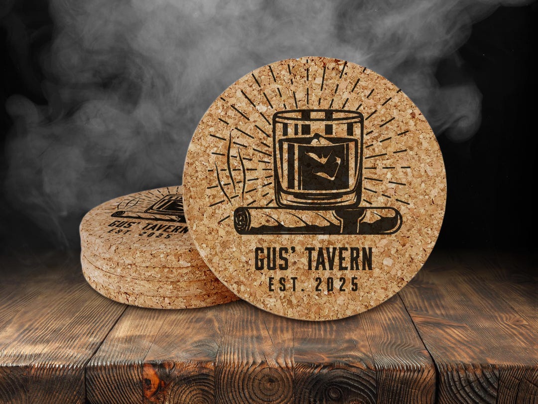 Custom Whiskey & Cigar Coasters | Housewarming Gift | Personalized ...