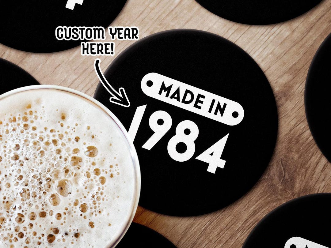 Made in Birthday Coasters | Birthday Favor | Drink Coaster | Vintage ...