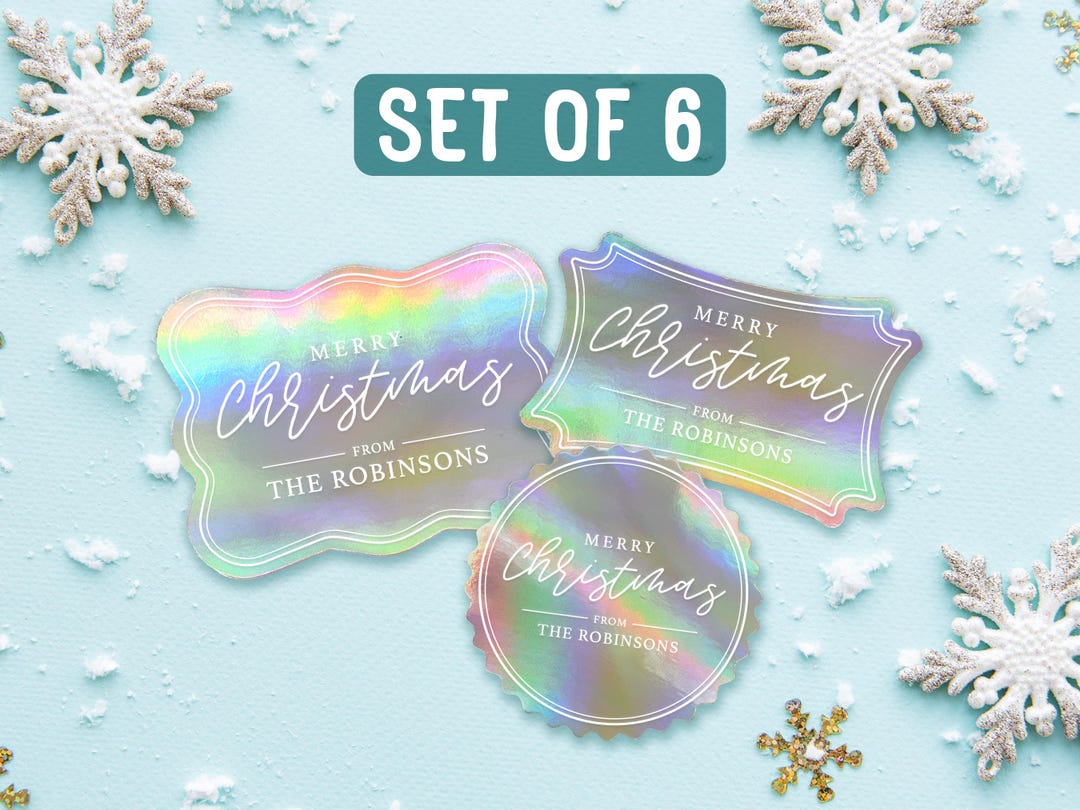 Rainbow Foil Merry Christmas Tags | Set of 6 | Personalized Gift Tags ...