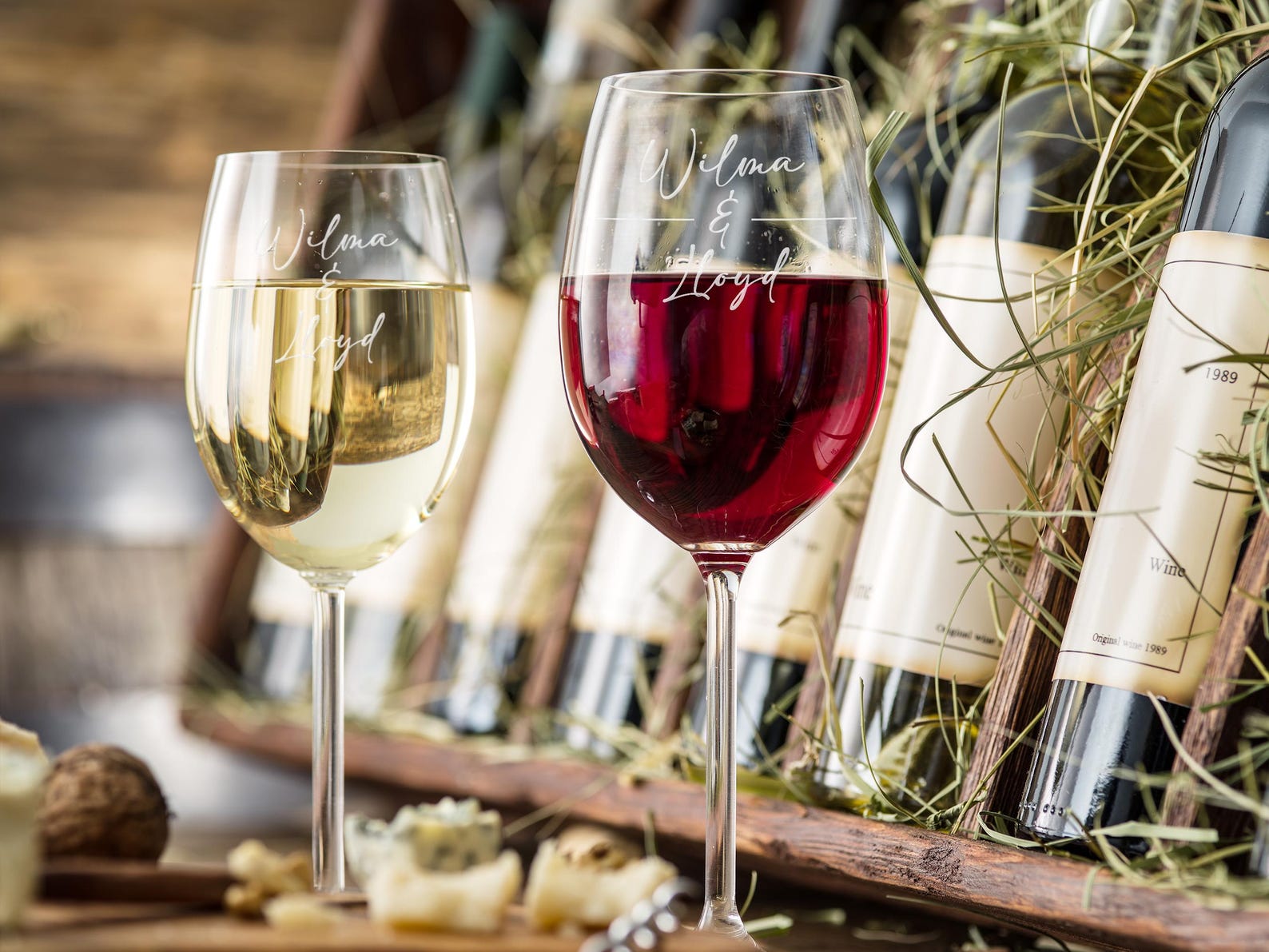 Brush Script Names Wine Glass | Personalized Gift for Wedding ...
