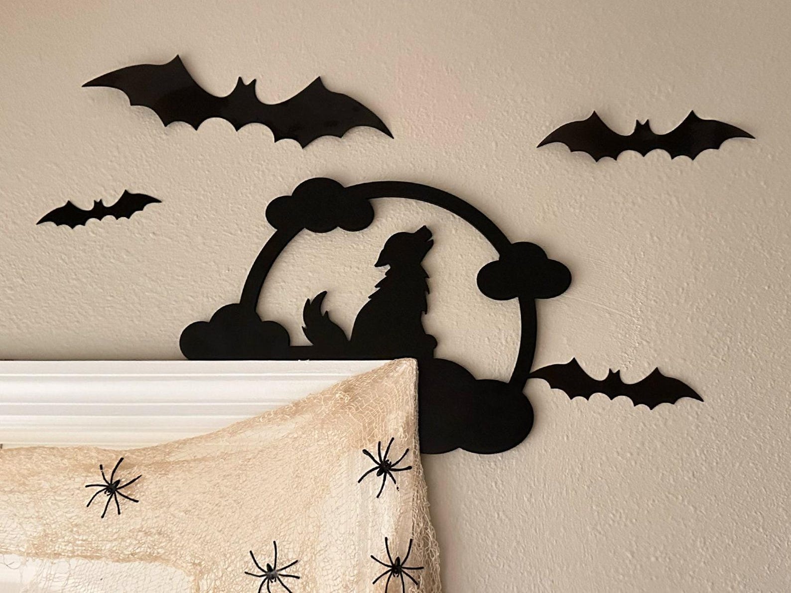 Howling Wolf Door Frame Topper | Full Moon Art | Halloween Decor | Door ...
