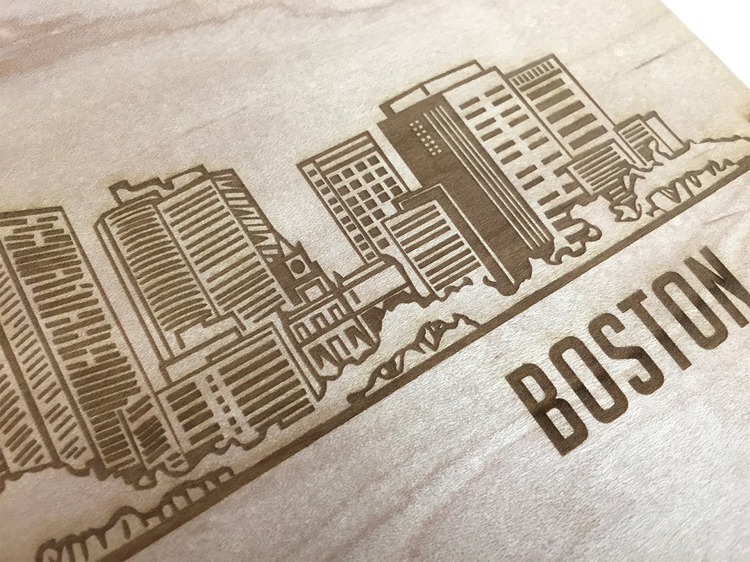 Boston City Skyline Laser Etched Maple Cutting Board - Etsy