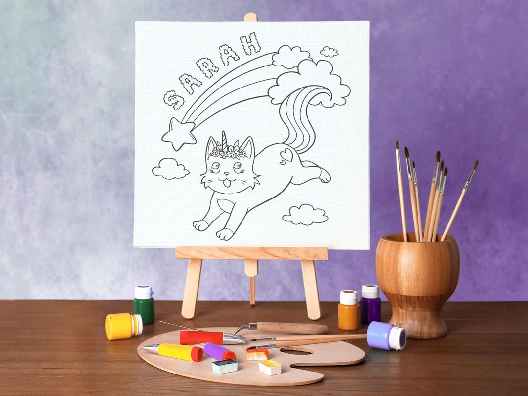 Personalized Caticorn Paint Your Own Canvas | 12x12 Canvas | Custom ...