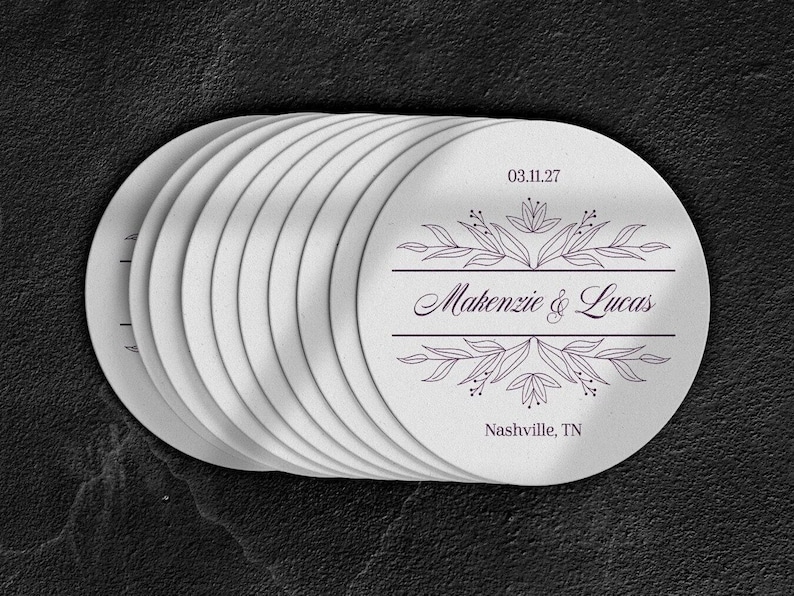 Custom Floral Wedding Coasters | Personalized Paper Coasters | Wedding ...