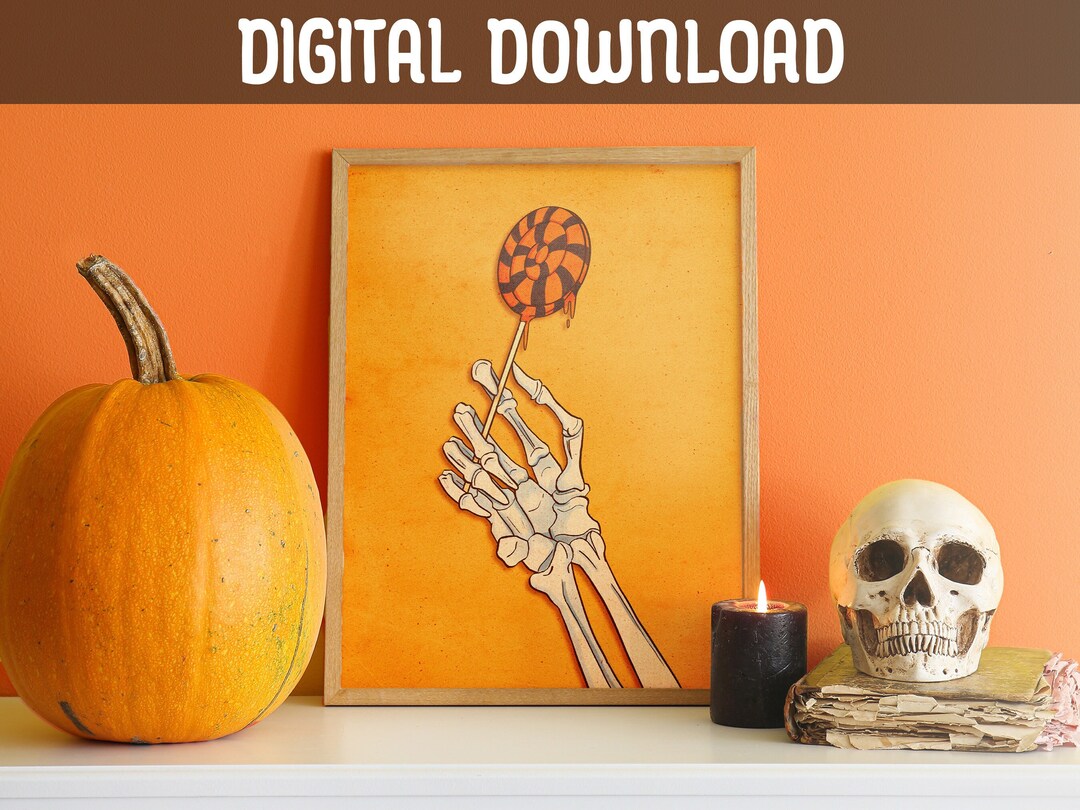 Vintage Halloween Lollipop Skeleton Printable | Original Retro Art ...