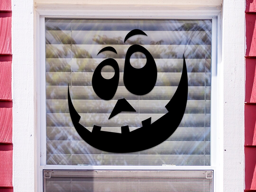 Goofy Halloween Pumpkin Face Window Sticker Kit | Fall Decoration ...