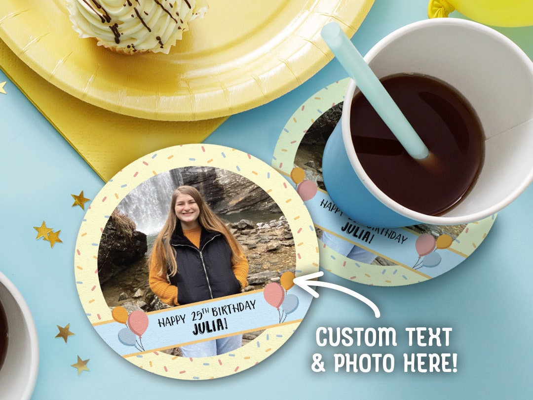 Custom Birthday Coasters Upload Your Photo Custom Text Fun Coasters ...