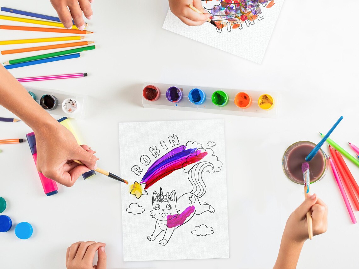 Personalized Caticorn Paint Your Own Canvas | 8x10 Canvas | Custom Name ...