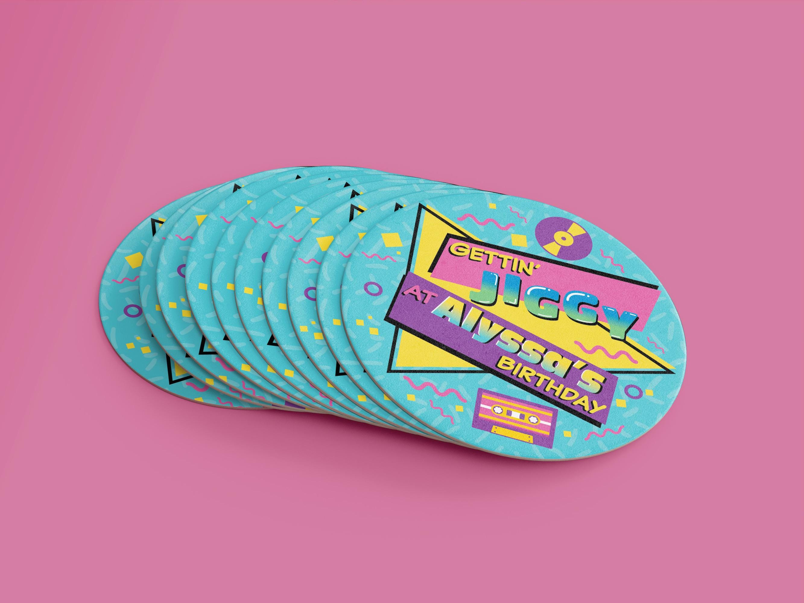 Custom Birthday Coasters | Personalized Name | Retro 90s Design ...