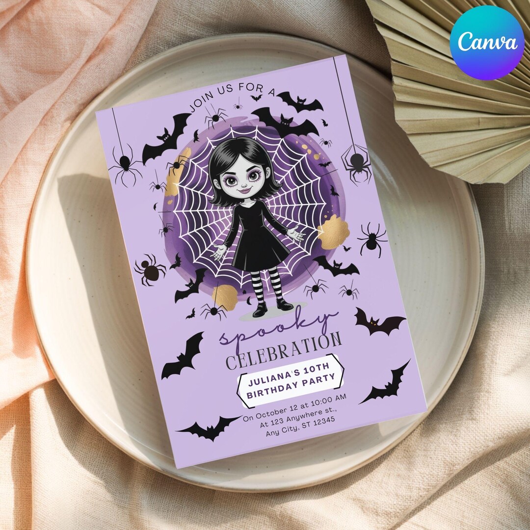 Spooky Girl Birthday Invitation | Halloween-themed Party Invite ...