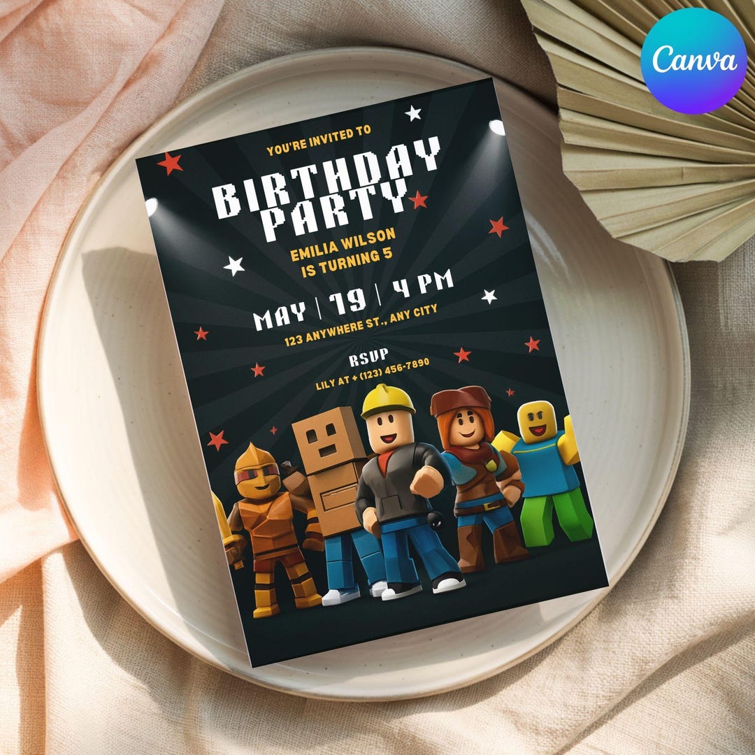 Editable Building Block Birthday Invitation | Game Birthday Party Card ...