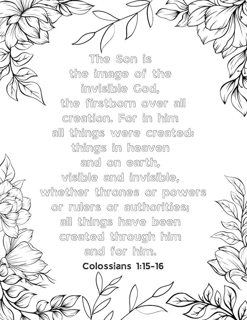 Coloring Through Colossians Printable Pages - Etsy