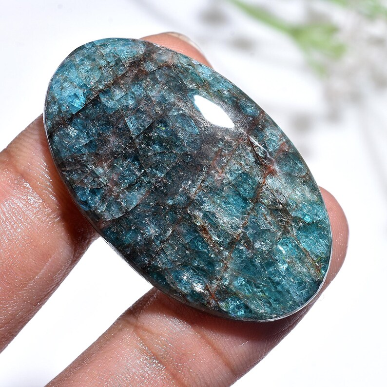 Natural Blue Apatite Cabochon, Smooth Polished Gemstone, Flat Back ...