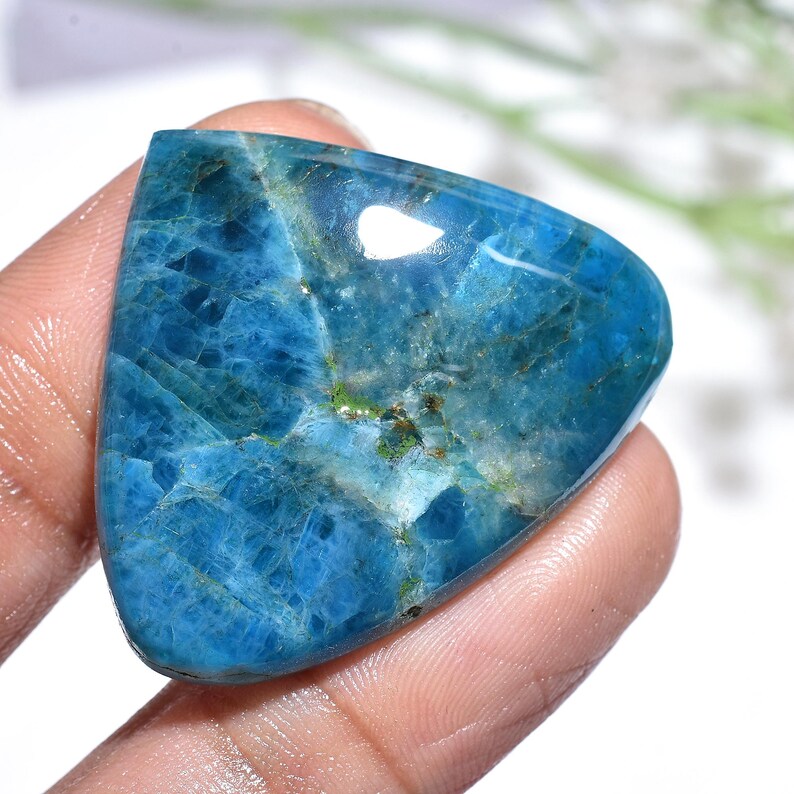 Natural Blue Apatite Cabochon, Smooth Polished Gemstone, Flat Back ...