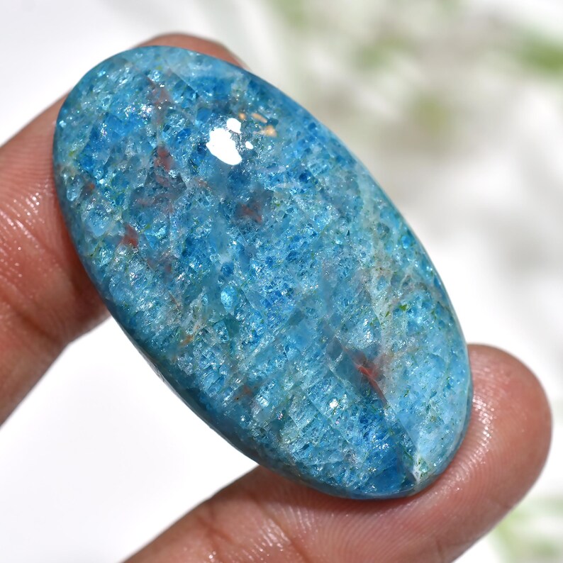 Natural Blue Apatite Cabochon, Smooth Polished Gemstone, Flat Back ...