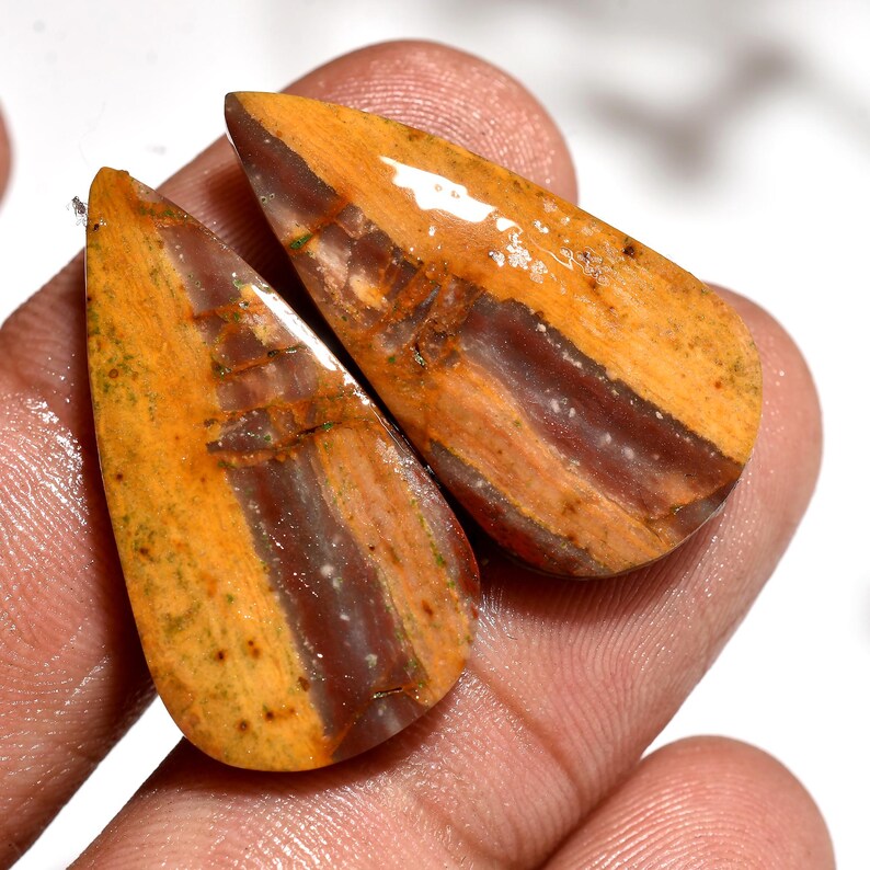 Pear Shape Mookaite Jasper Gemstone Pair, Natural Smooth Matching ...