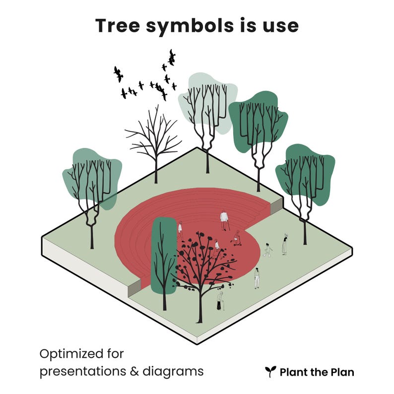 34 Tree Symbols for Architecture & Landscape – Clipart Pack | PNG, SVG ...
