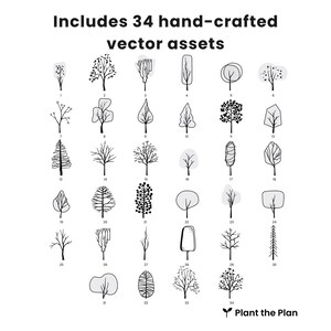 34 Tree Symbols for Architecture & Landscape – Clipart Pack | PNG, SVG ...