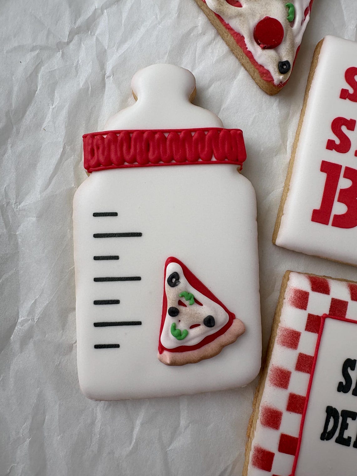 Slice Slice Baby Shower Pizza Special Delivery Decorated Sugar Cookies ...