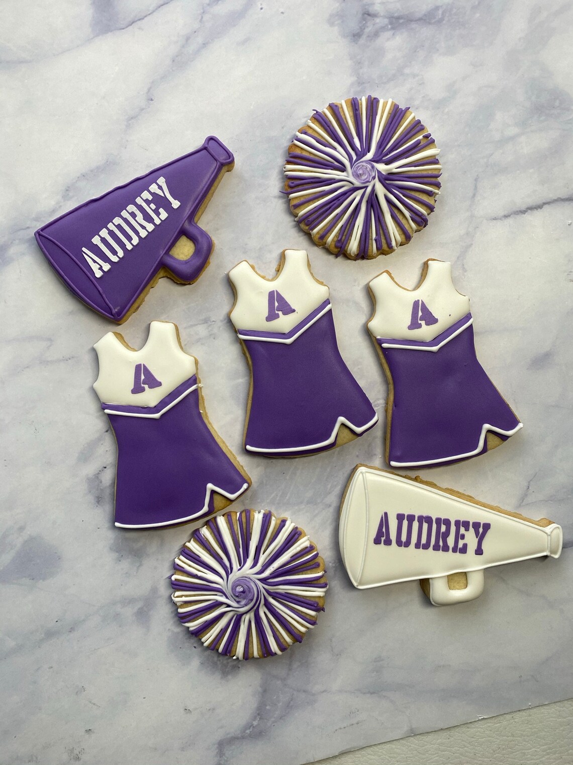 1 Dozen Personalized Cheerleading Theme Sugar Cookies Cheer - Etsy
