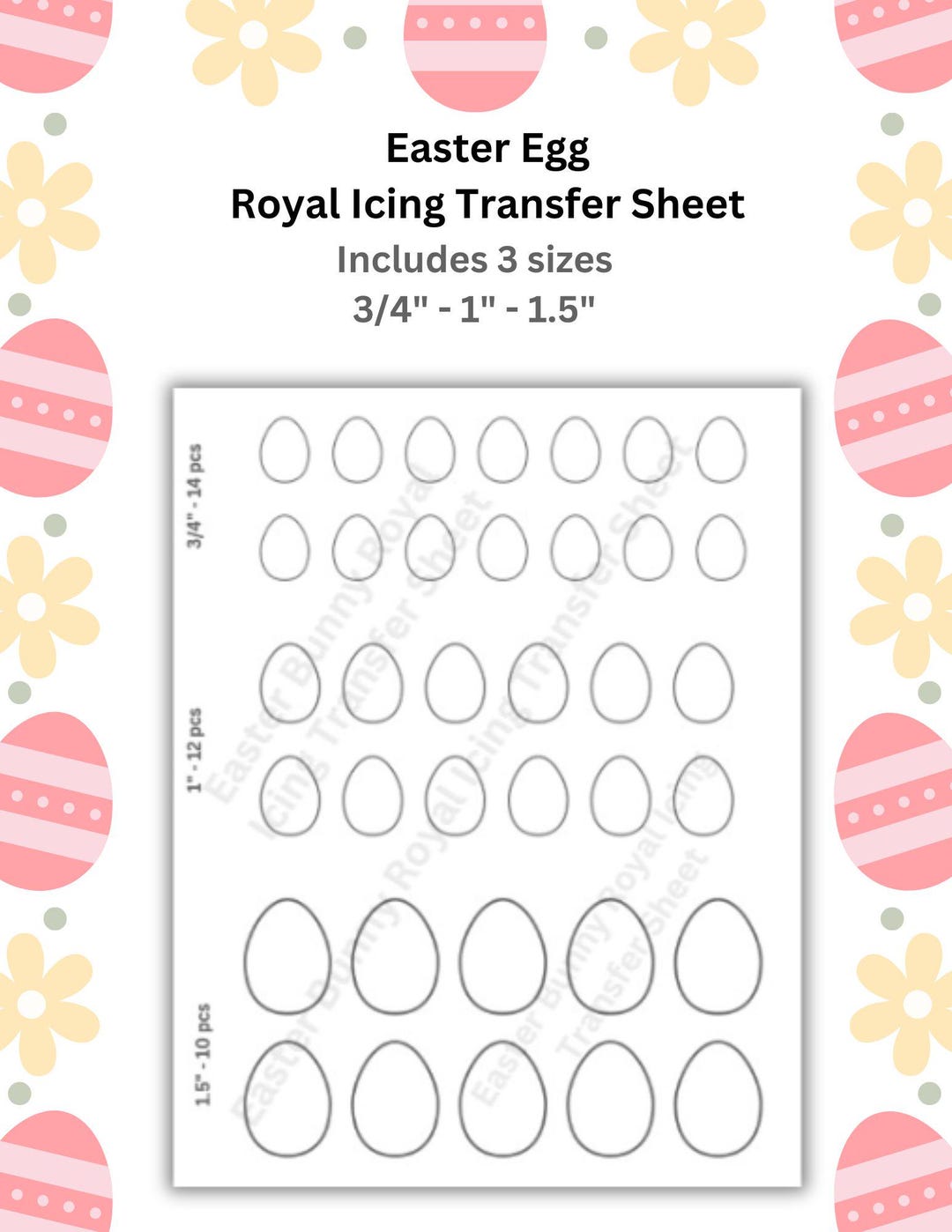 Easter Egg Royal Icing Transfer Sheet - Includes 3 Sizes - Non-editable ...