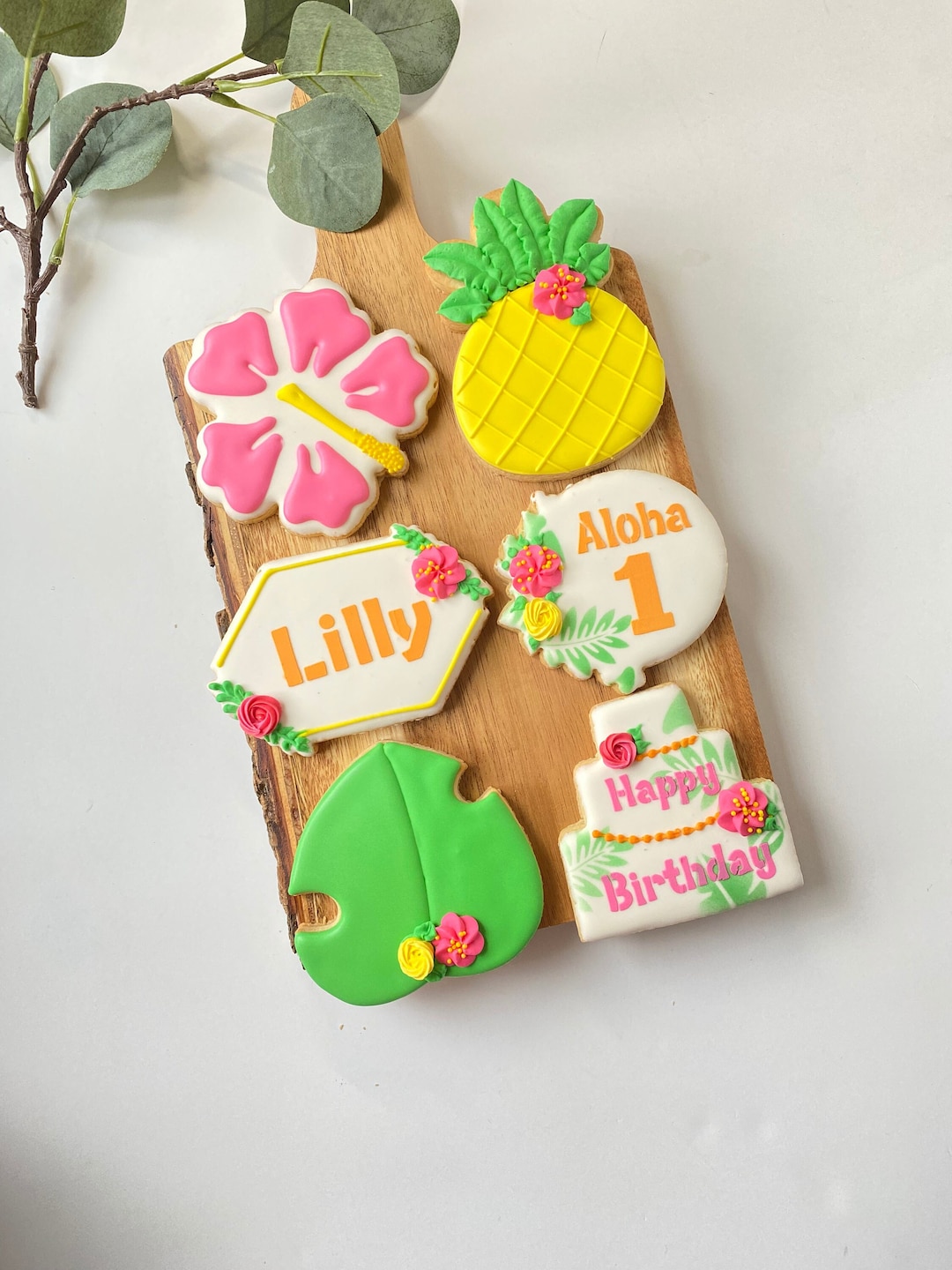 1 Dozen - Personalized Hawaiian Luau Birthday Cookies, Tropical Luau ...