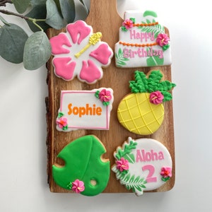 1 Dozen Personalized Hawaiian Luau Birthday Cookies - Etsy