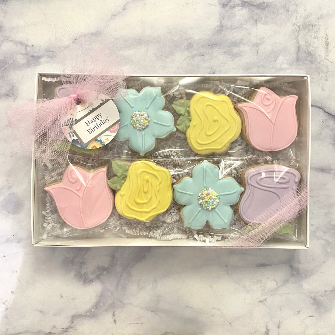 Mother's Day Flower Cookie Gift Box, Birthday Cookies Care Package for ...