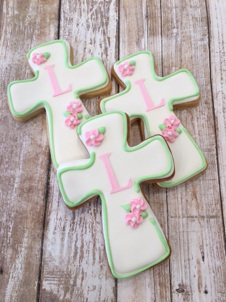 1 Dozen Personalized Communion Cookies Baptism Girls Cross - Etsy