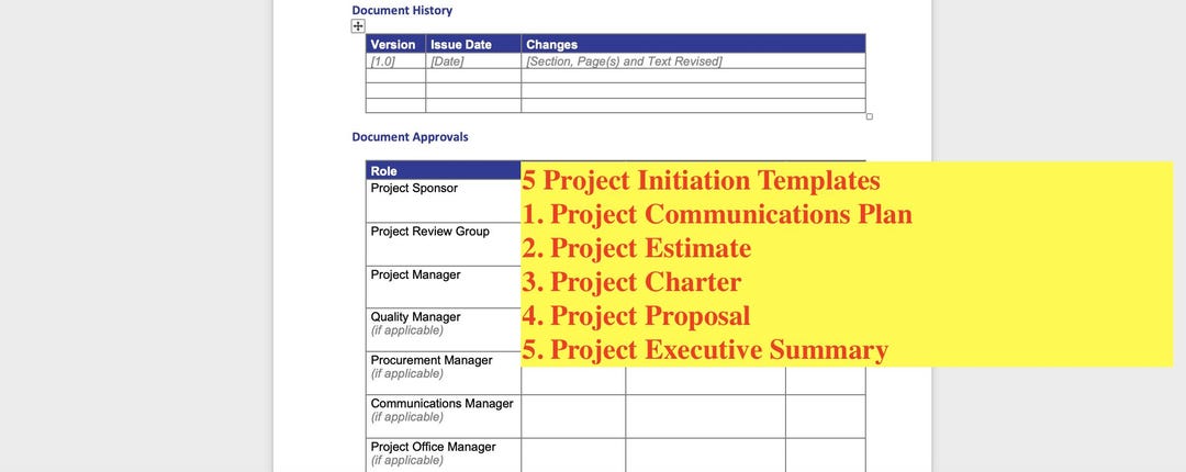5 Project Initiation Templates: Project Communications Plan, Project ...