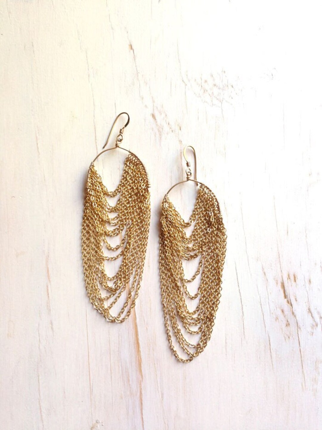 Gold Filled Chain Draped Earring - Etsy