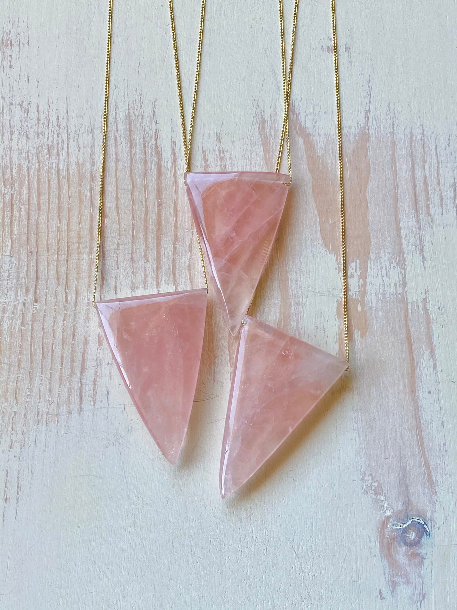 Rose Quartz Necklace Geometric Gemstone Necklace Rose Quartz Jewelry ...