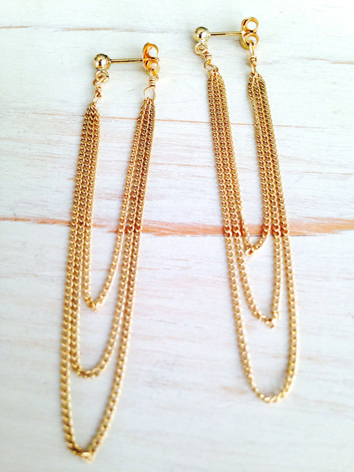 Gold Filled Chain Drop Earrings Chain Earrings - Etsy