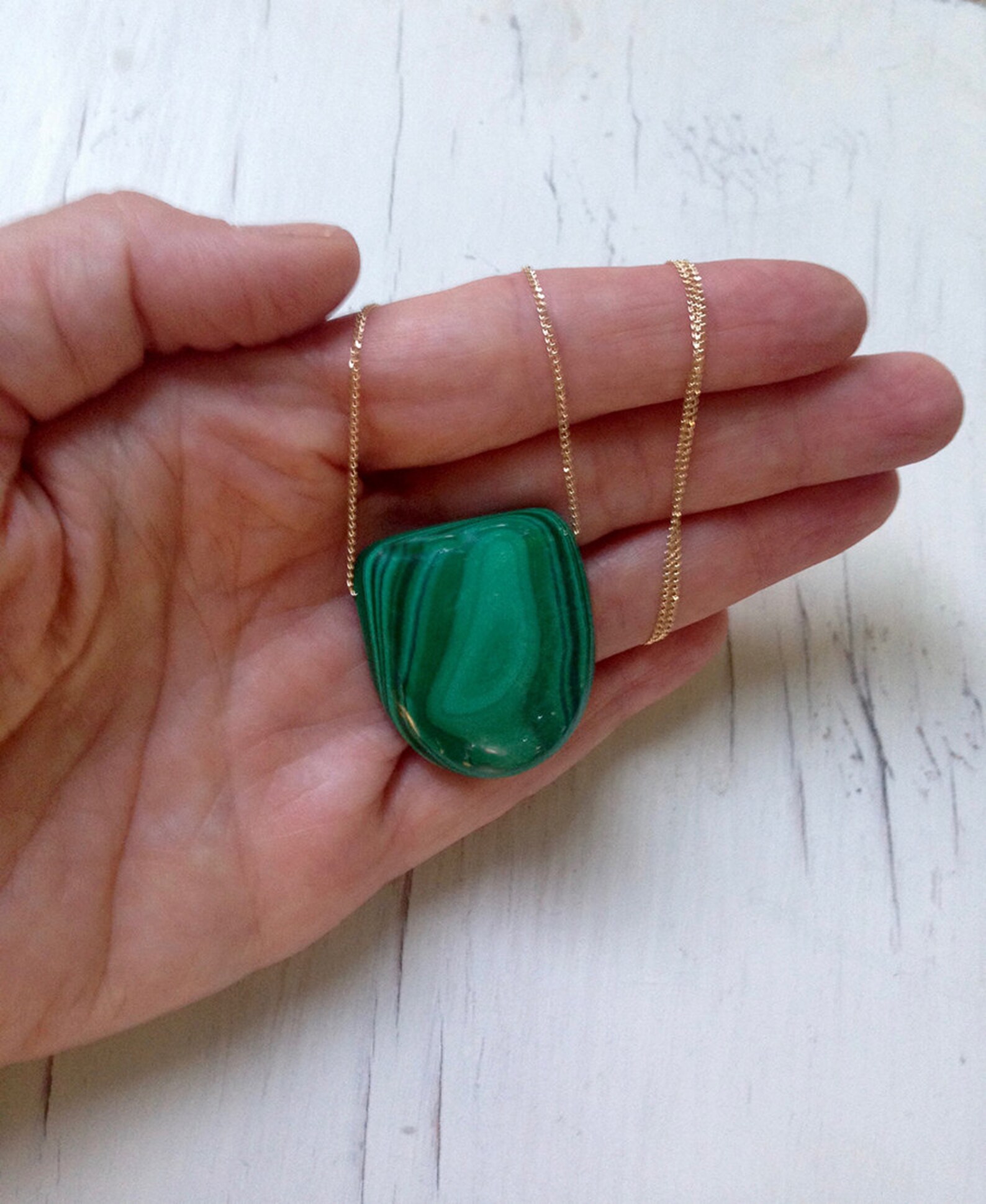 Malachite Necklace Malachite Jewelry Pendant Necklace Gemstone | Etsy